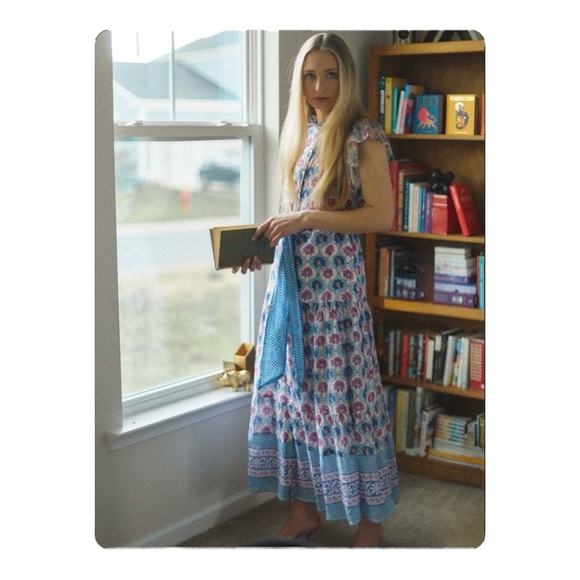 Oliphant | Dresses | Oliphant Ruffle Collar Button Maxi Dress Iris Blue ...